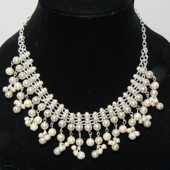 Chaps | Jewelry | Chaps Faux Pearl Bead Beaded Silver Tone Necklace 8 ...